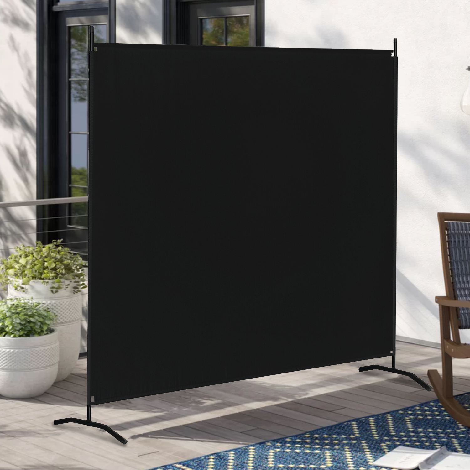 Metal Siyah Paravan Kumaş Seperatör Oda Ayırıcı 5221 | Vovikon